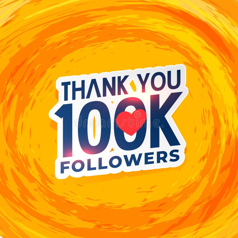 100k Social Media Network Followers Yellow Background Stock Vector ...