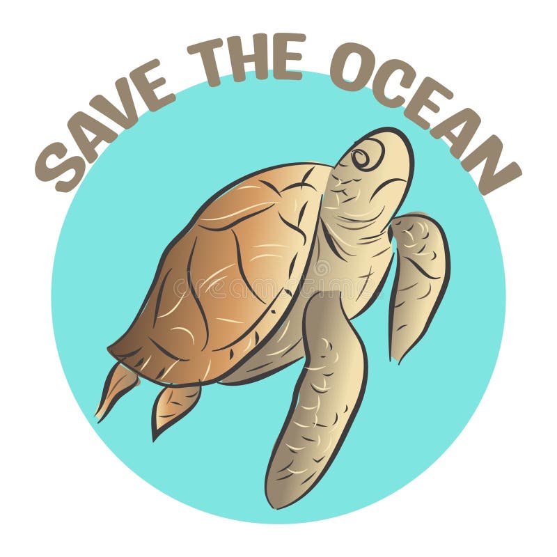 Save the Ocean Turtle Illustration T-shirt Graphics Stock Illustration ...