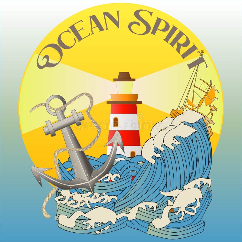 Ocean Spirit Nautical Journey Theme and Sign Vector Stock Illustration ...