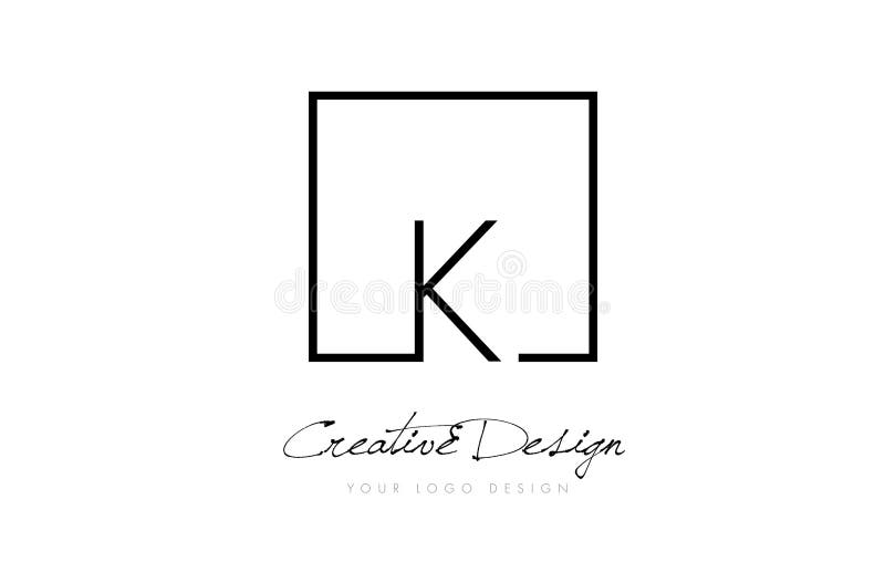 K Square Frame Letter Logo Design with Black and White Colors Stock ...