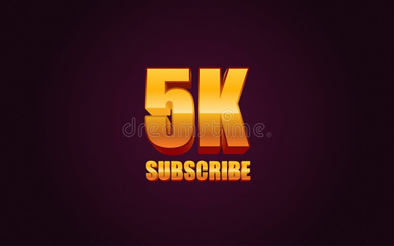 5k Subscribe Gold Banner Templete with 3d Text Effect Stock Vector ...