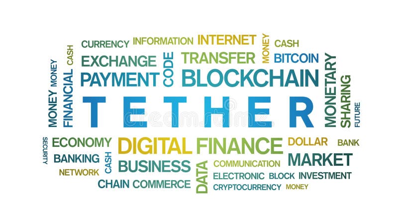 4k Tether Animated Tag Word Cloud,USDT Text Kinetic Typography Loop ...