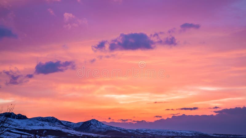 4K Timelapse. Bright Pink Sunset in the Mountains Stock Footage - Video ...