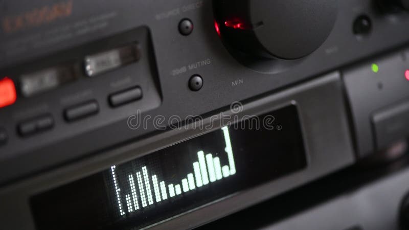 4K Turning Up Volume of Vintage Stereo with Graphic Equalizer Display ...