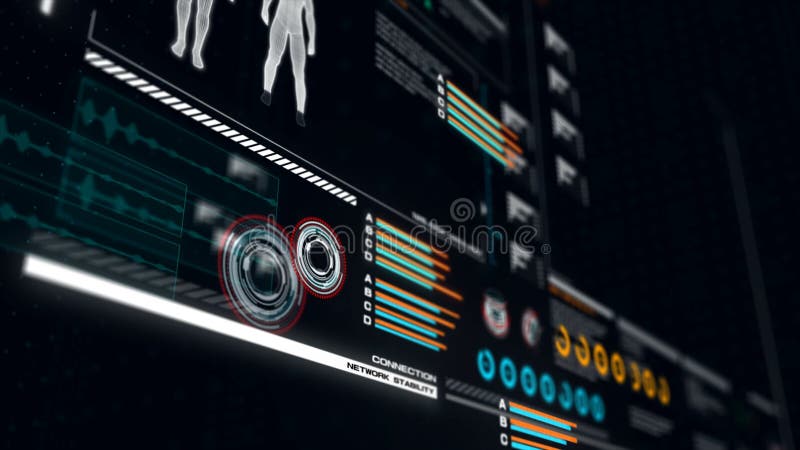 4K UI User Interface Dark Blue Background with Graph Bar Infographic ...