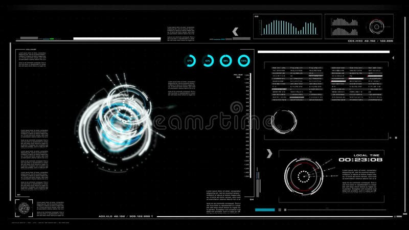 4K UI User Interface with HUD Pi Bar Text Box Table Black Background ...