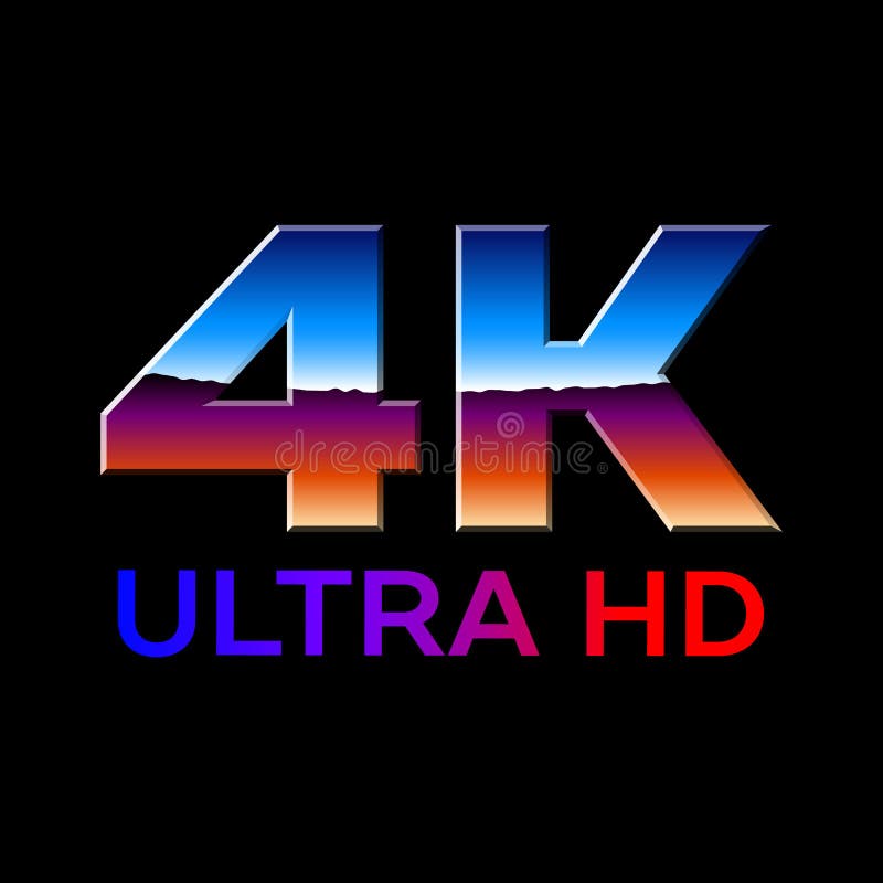 4k Ultra HD Format Logo with Shiny Chrome Letters Stock Vector ...
