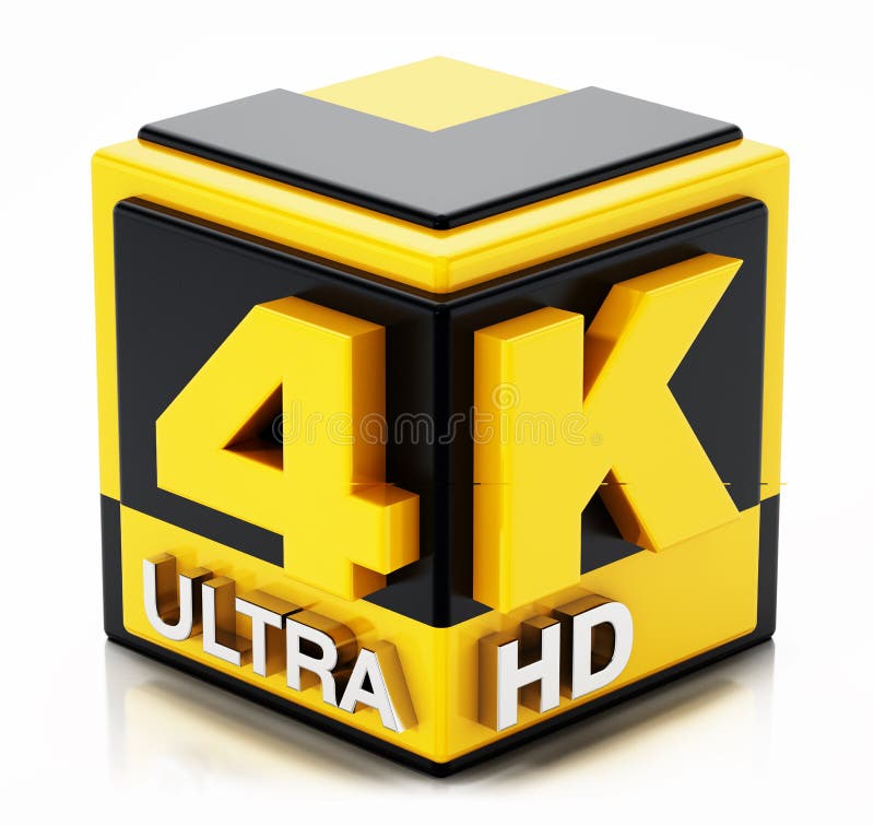 4K Ultra HD Icon Isolated on White Background. 3D Illustration Stock ...