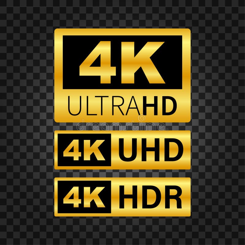 4K Ultra HD Symbol, High Definition 4K Resolution Mark, HDR. Vector ...