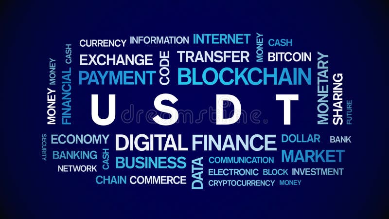 4k USDT Animated Tag Word Cloud,Tether Text Kinetic Typography Seamless ...