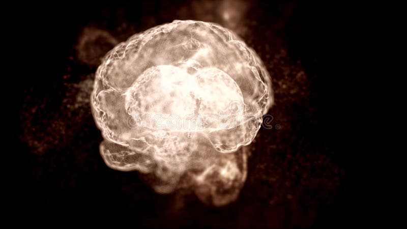 4k Video of Abstract Human Brain Floating in Space and Some Elements ...