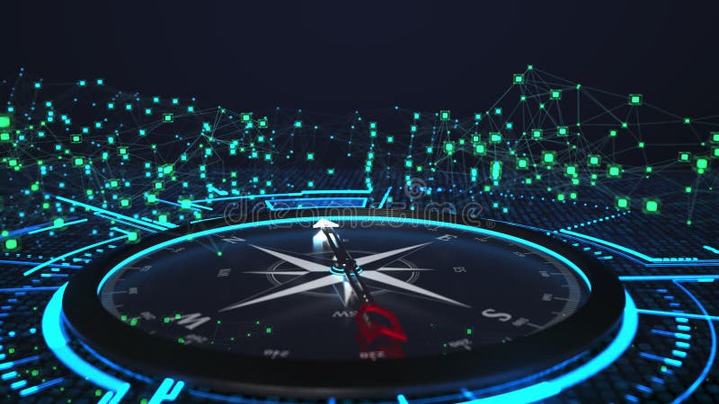 4K Video Compass Direction Digital Map. ProRes 4444 Stock Footage ...