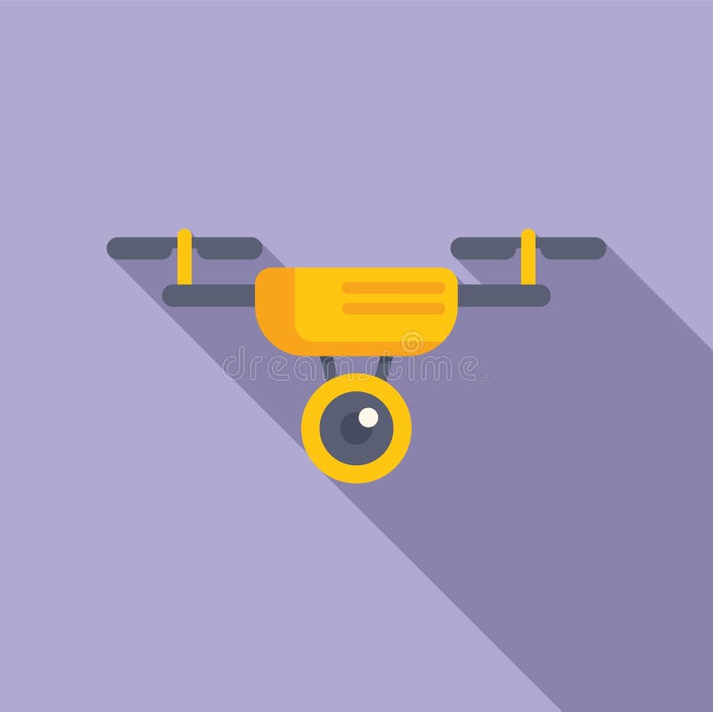 4k Video Drone Icon Flat Vector. Filming Vehicle Stock Illustration ...