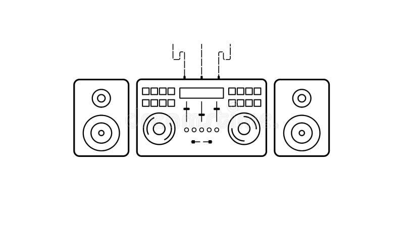 DJ Mixer with Spinning Vinyl and Animated Speakers Stock Video - Video ...