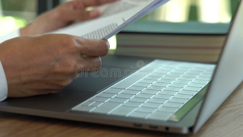 4k Video of Hands Typing on Laptop Computer Keyboard Scrolling and ...