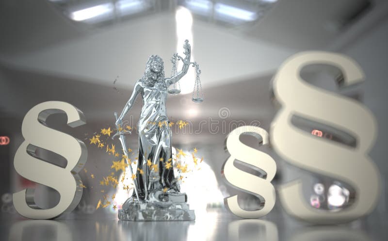 4k Video of the Lady Justice Statue with Paragraphs in the Modern ...