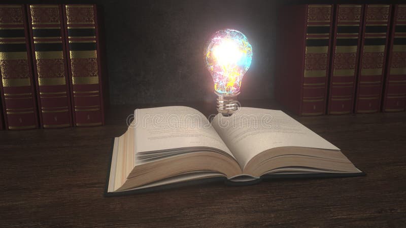 4k Video Opened Book Lightbulb Color Splash Bookshelf. ProRes 4444 ...