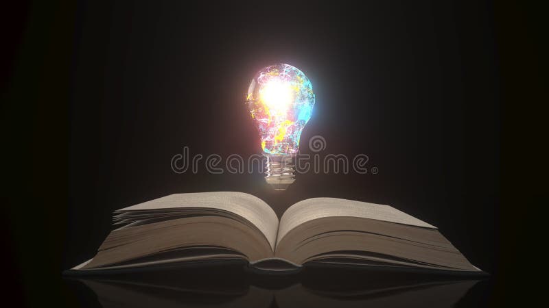 4k Video Opened Book Lightbulb Color Splash Bookshelf. ProRes 4444 ...