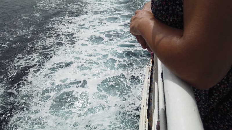 Video of a Person Looking Out Over the Deck of a Moving Ferry Stock ...