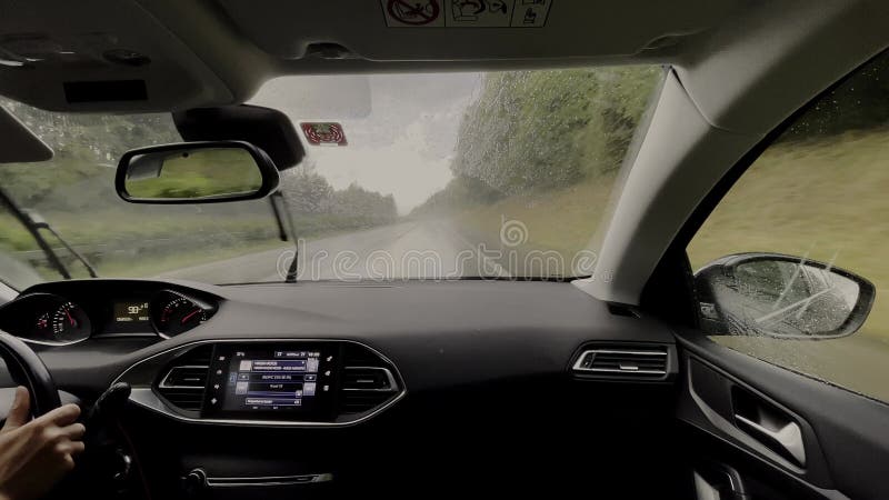 4k Video of Rain Behind the Glass of a Car Stock Footage - Video of ...
