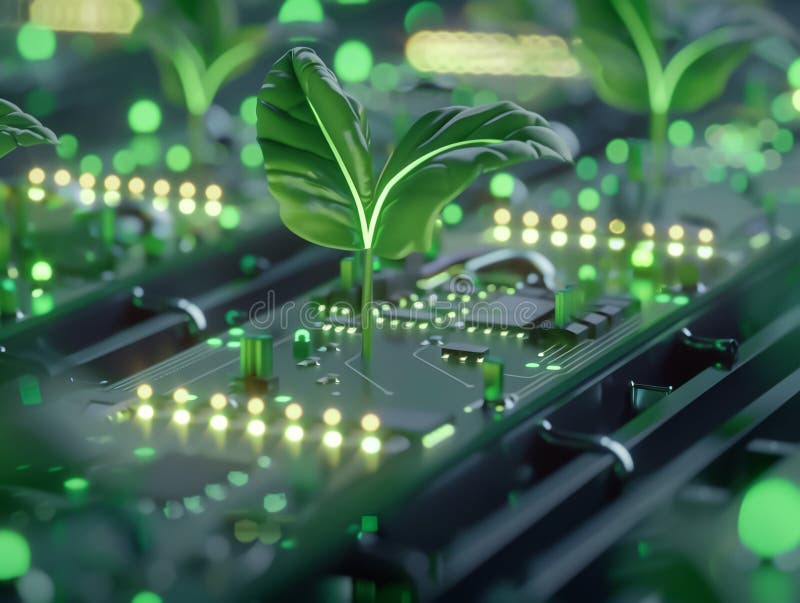 4K Visual of Electric Chip and Green Power Integration Stock ...