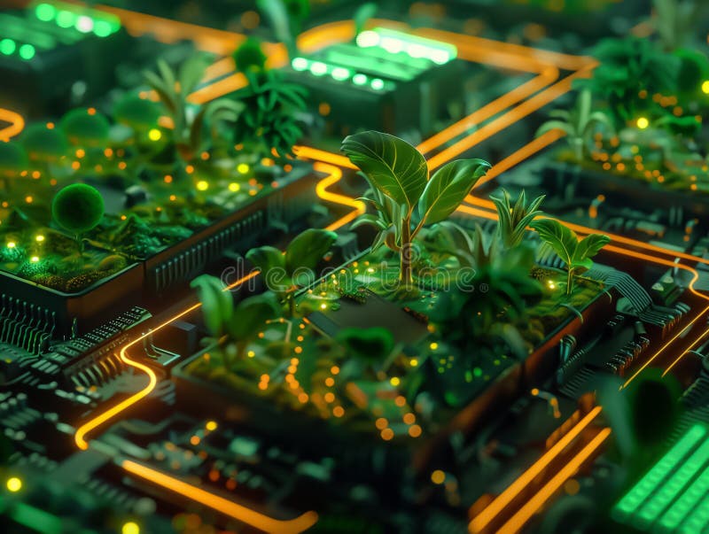 4K Visual of Electric Chip and Green Power Integration Stock ...