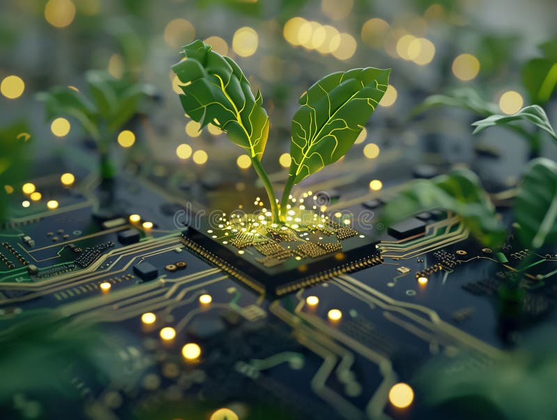 4K Visual of Electric Chip and Green Power Integration Stock ...