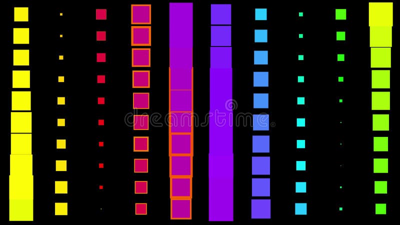 4k Vj Square Neon Light Array Matrix Background&cube Big Data Database ...