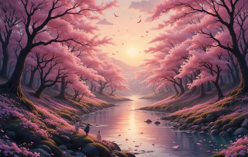 A 4K Wallpaper of a Sakura Forest in Full Bloom with a Crystal-clear ...