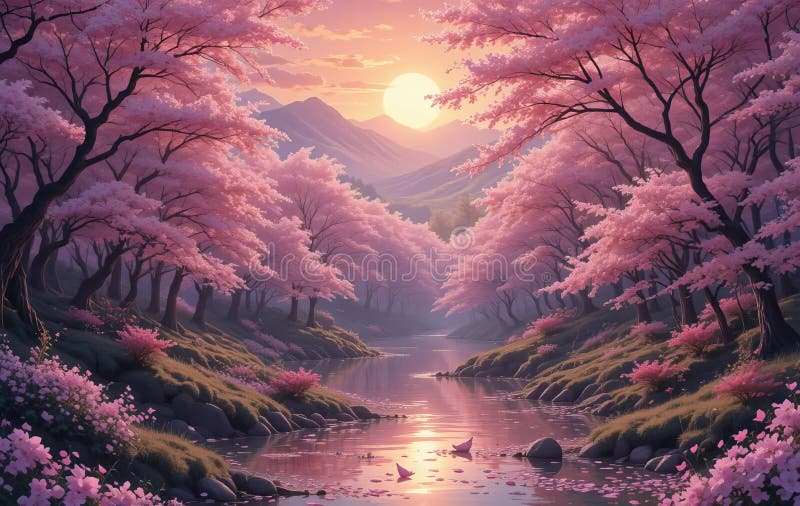 A 4K Wallpaper of a Sakura Forest in Full Bloom with a Crystal-clear ...