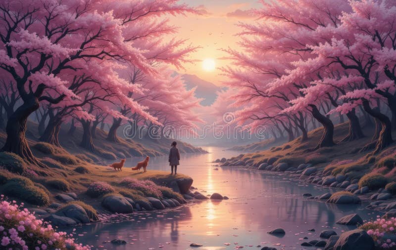 A 4K Wallpaper of a Sakura Forest in Full Bloom with a Crystal-clear ...