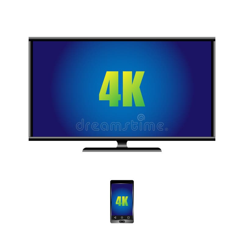 4k Widescreen TV with LCD Display and Remote Control Stock Vector ...