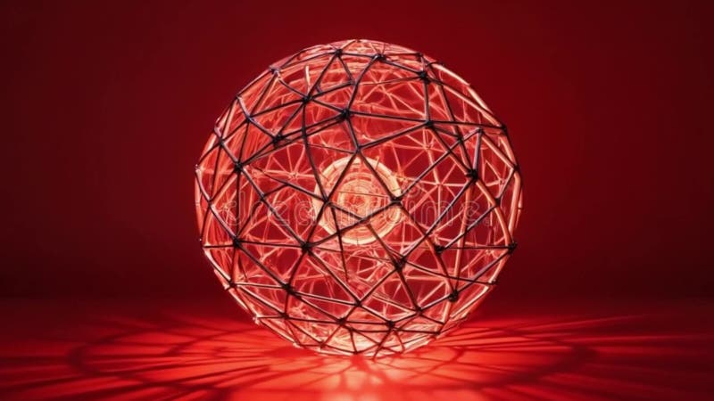 Glowing Red Wireframe Sphere - 4K Futuristic Geometric Art for Tech & Sci-Fi Visuals Stock Video ...