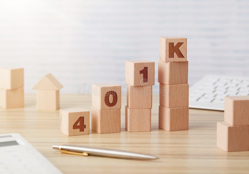 401K wooden blocks chart stock image. Image of capital - 182440975