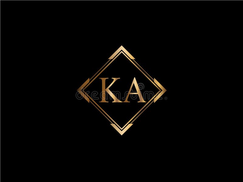 KA Initial Diamond Shape Gold Color Later Logo Design Stock Vector ...
