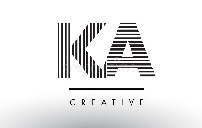 KA K Linhas Preto E Branco Letra Logo Design Ilustração do Vetor ...