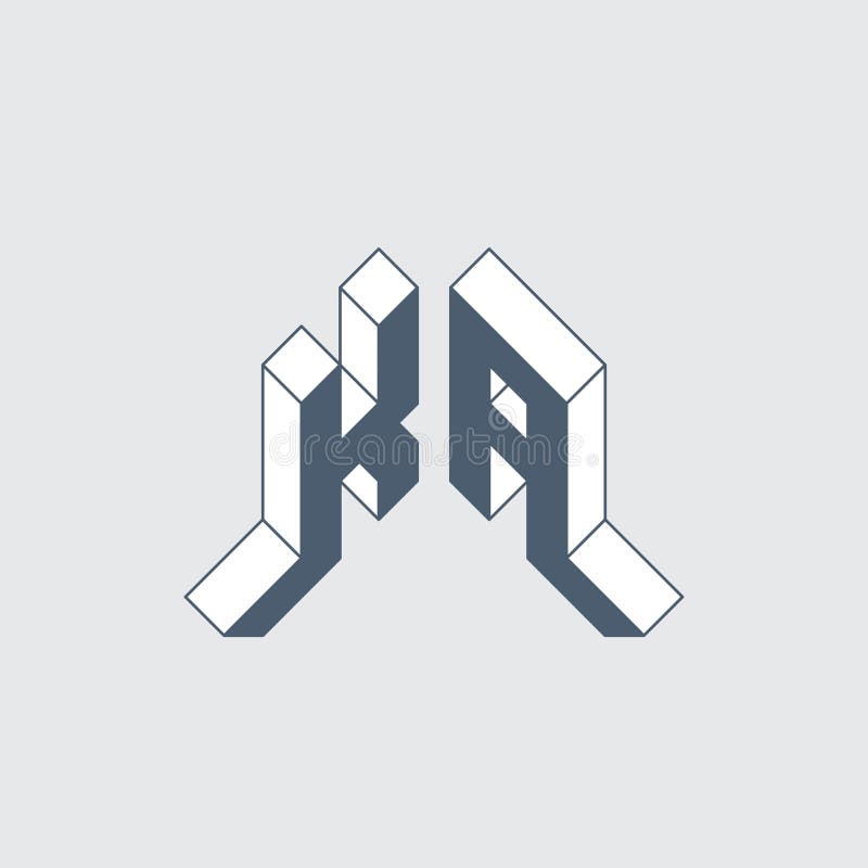KA - Logo or 2-letter Code. Isometric 3d Font for Design. Letters K and ...