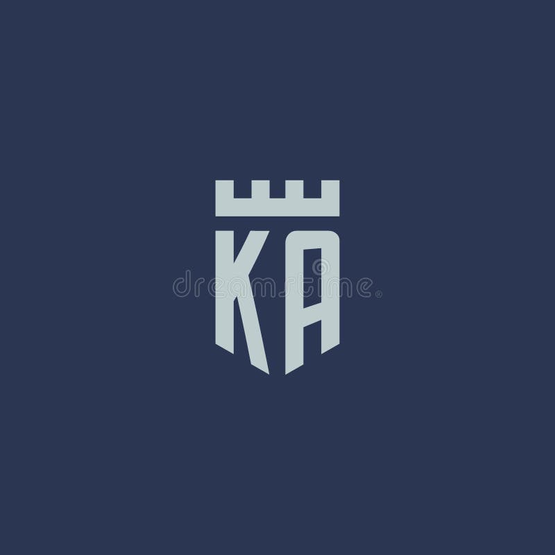KA Logo Monogram with Fortress Castle and Shield Style Design Stock ...