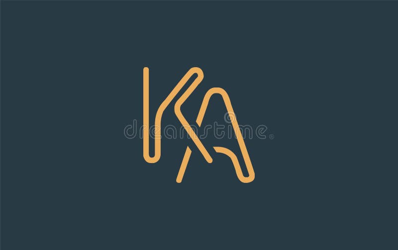 KA Minimalistic Line Art Logo Design with Abstract Lettering Stock ...