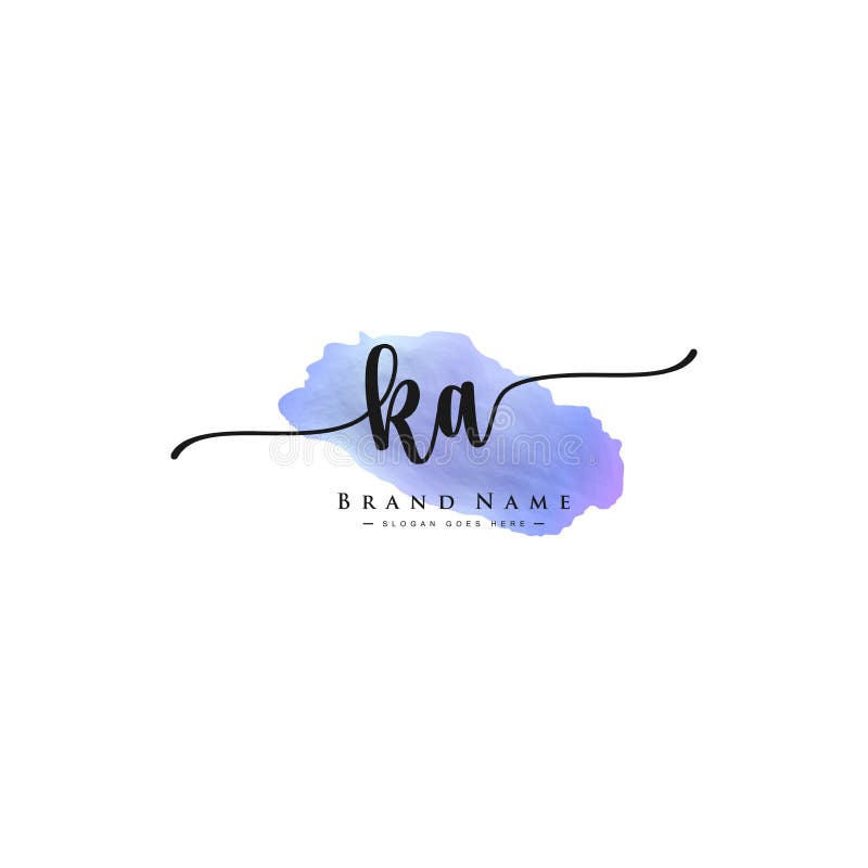 KA Watercolor Signature Logo - Handwritten Vector Logo Template Stock ...