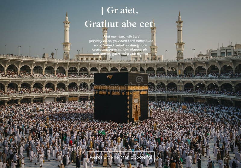 Kaaba, a Black and Gold Cube Structure, is Surrounded by a Large Crowd ...