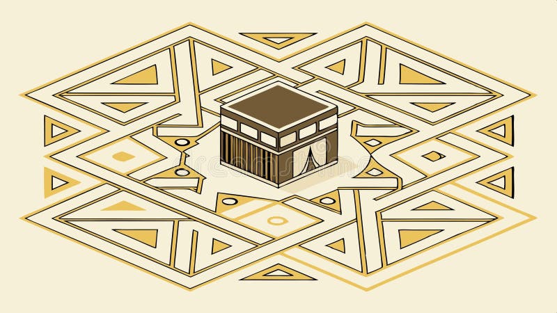 Kaaba in Geometric Frame, Abstract Hajj Symbol Vector Design Generative ...