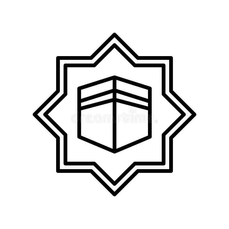 Kaaba Icon in Black Outline Style Stock Vector - Illustration of muslim ...
