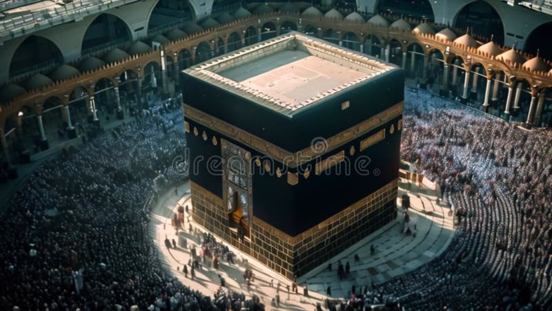Kaaba of Islam from Above, Islam and Religious Hajj Concept Stock ...