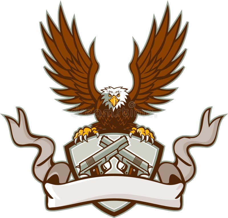 Amerikaanse Zeearend, Gekruiste Kaliber 45 Pistolen, Retro Schild ...