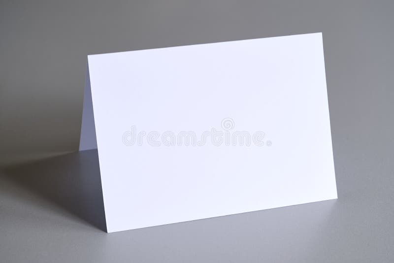 Empty Rectangular Greeting Card Mock Up on Clean Grey Background Stock ...