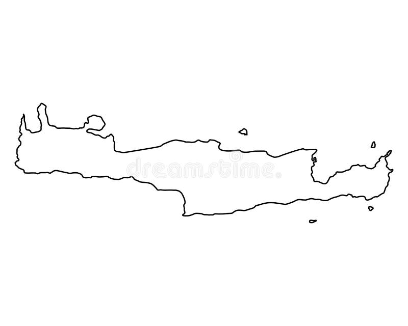 Kaart van Kreta vector illustratie. Illustration of contour - 91789332