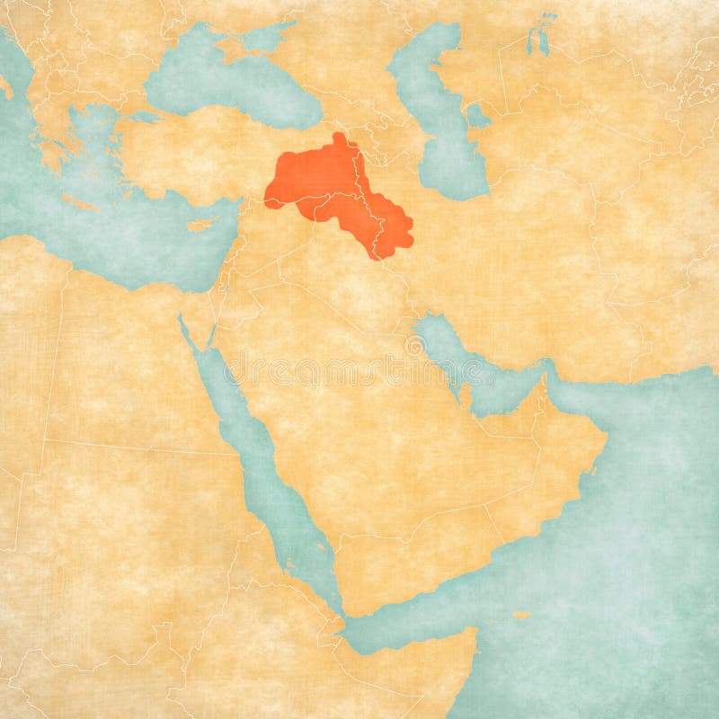 Kaart Van Midden-Oosten - Koerdistan Stock Illustratie - Illustration ...