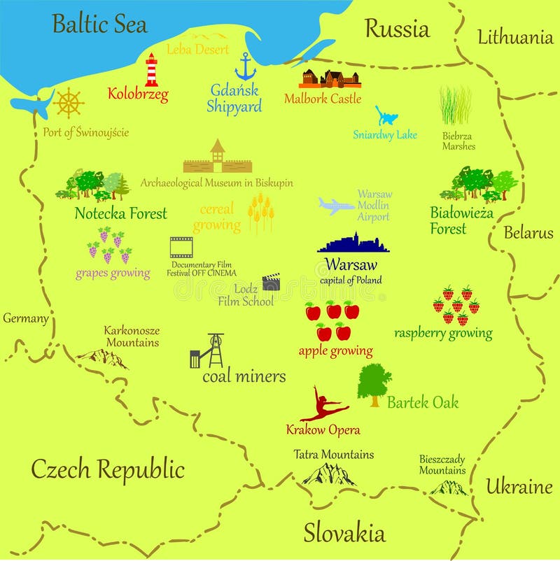 Kaart Van Polen - Vectorillustratie Vector Illustratie - Illustration ...