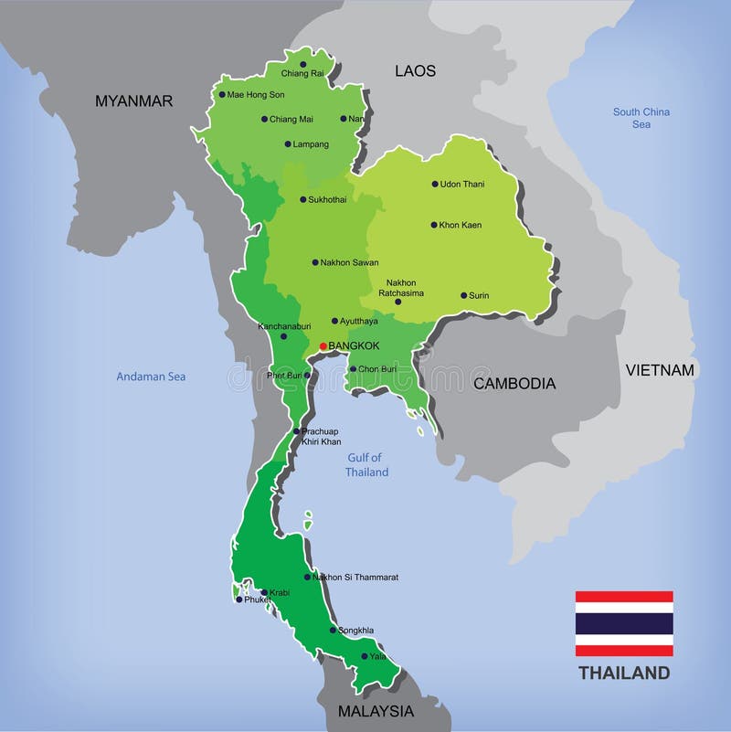Kaart van Thailand vector illustratie. Illustration of laos - 82462741
